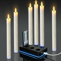 China Rechargeable Remote Control LED Taper Candles 8 Hour Timer 3D Wick Flame-Free for sale