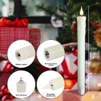 China Flameless LED Taper Candles 9.8 Inch Real Wax Battery Operated Flickering Candle with Remote Timer Dimmer for sale