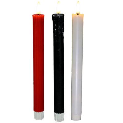 China Flameless LED Taper Candles 9.8 Inch Real Wax Battery Operated Flickering Candle with Remote Timer Dimmer for sale