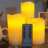 China 3D Flameless LED Pillar Candles Battery Operated Remote Control Real Wax 3x4 3x5 3x6 Inches Warm White for sale