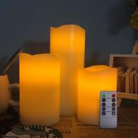 China 3D Flameless LED Pillar Candles Battery Operated Remote Control Real Wax 3x4 3x5 3x6 Inches Warm White for sale
