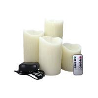 China Rechargeable Flickering Flameless Candles 3 Pack 3x4 5 6 Inch Ivory White Real Wax LED USB Pillar Candles with Remote Timer for sale