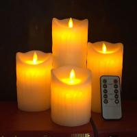 China Rechargeable Flickering Flameless Candles 3 Pack 3x4 5 6 Inch Ivory White Real Wax LED USB Pillar Candles with Remote Timer for sale