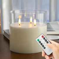 China 6x10 Inch Extra Large Flameless LED Candle with Real Wax 3 Wicks Remote Timer White for sale