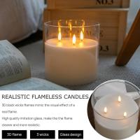 China 6x10 Inch Extra Large Flameless LED Candle with Real Wax 3 Wicks Remote Timer White for sale