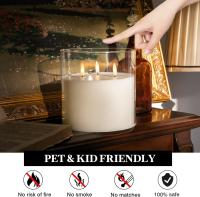 China 6x10 Inch Extra Large Flameless LED Candle with Real Wax 3 Wicks Remote Timer White for sale