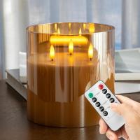 China 6x10 Inch Extra Large Flameless LED Candle with Real Wax 3 Wicks Remote Timer White for sale
