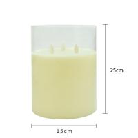 China 6x10 Inch Extra Large Flameless LED Candle with Real Wax 3 Wicks Remote Timer White for sale