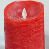 China Set of 3 Flameless LED Flickering Battery Candles Moving Flame Pillar Real Wax 4 5 6 Inch Bright Red for sale