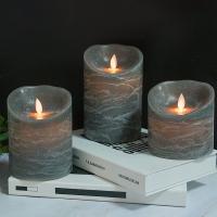 China Set of 3 Flameless LED Flickering Battery Candles Moving Flame Pillar Real Wax 4 5 6 Inch Bright Red for sale
