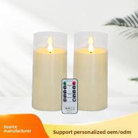 China Wholesale Outdoor Waterproof Flameless LED Pillar Candles 4x7 Inch Battery Operated with Remote Timer Ivory White Set of 2 for sale