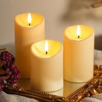 China Wholesale Flameless LED Pillar Candles Set of 3 Ivory 3x4 3x5 3x6 Inch Battery Operated with Remote Timer for sale