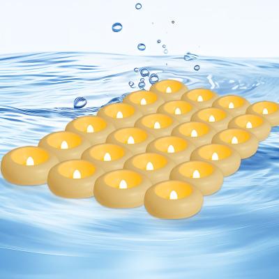 China 24 Pack 3 Inch Flameless LED Floating Candles 200 Hour White Battery Operated Waterproof Tealights for Wedding Centerpieces for sale