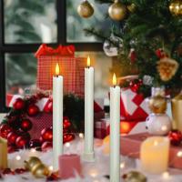 China Wholesale Flameless Ivory Taper Candles 9.64 Inch Real Wax LED with Remote Timer Flickering Battery Operated 3D Wick Pack of 6 for sale