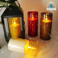 China Gmnee 4x8.9 Inch Outdoor Waterproof Flameless LED Candles with Remote Timer Battery Operated Plastic Pillar for Patio Lantern Decor Ivory for sale