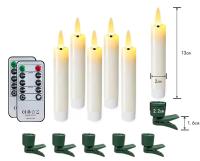 China Remote Control Clip On Candles with Timer Function and Detachable Clip Design for Christmas Tree Decor for sale