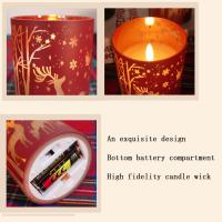 China Real Wax LED Candles with Remote Control 3-Pack Plated Glass Holder Christmas Design for sale