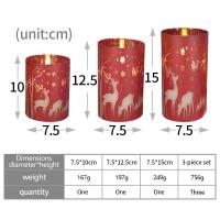 China Real Wax LED Candles with Remote Control 3-Pack Plated Glass Holder Christmas Design for sale