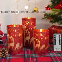 China Real Wax LED Candles with Remote Control 3-Pack Plated Glass Holder Christmas Design for sale