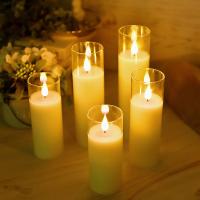 China Custom Clear Glass LED Flameless Candle with Remote Control 350+ Hours Battery Life for sale