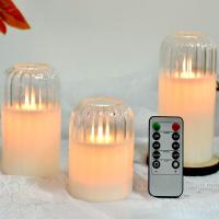 China Sage Green Flameless Candles Set 3-Pack Remote Timer 350 Hours Warm LED Glass Battery Operated for sale
