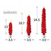 China Red Christmas Tree LED Taper Candles 10 Inch Realistic Flickering Flame Remote Control Battery Operated for sale