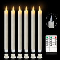 China Real Wax Covered Flameless LED Taper Candle with 10-Key Remote Control and Realistic 3D Flickering Flame for sale
