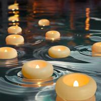 China Waterproof Floating LED Tea Light with Flickering LED and Battery Operated for Pool Wedding Decor for sale