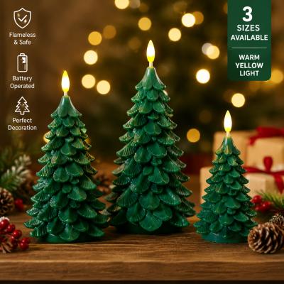 China Christmas Tree Design LED Candle with Real Paraffin Wax and Timer Function for Festive Decoration for sale