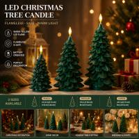 China Christmas Tree Design LED Candle with Real Paraffin Wax and Timer Function for Festive Decoration for sale