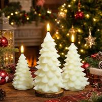 China Real Wax Christmas Tree LED Candle with Timer Function and Flickering Flame for sale
