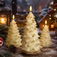 China Gold Christmas Tree Flameless LED Candle with Remote Control Real Wax Flickering LED Battery Operated Candle for sale