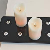 China 1 to 10 USB Rechargeable Ivory White Real Wax LED Pillar Candle with Flickering LED and Remote Control for sale