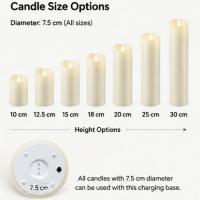 China 1 to 10 USB Rechargeable Ivory White Real Wax LED Pillar Candle with Flickering LED and Remote Control for sale
