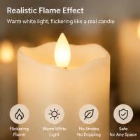 China 1 to 10 USB Rechargeable Ivory White Real Wax LED Pillar Candle with Flickering LED and Remote Control for sale