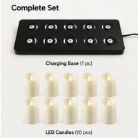 China 1 to 10 USB Rechargeable Ivory White Real Wax LED Pillar Candle with Flickering LED and Remote Control for sale