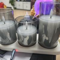 China Custom Wholesale Flameless Flicker Movable Wicks Wireless USB Rechargeable Led Candles Night for sale