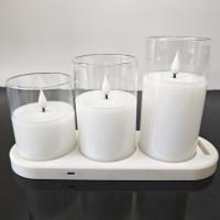 China Custom Wholesale Flameless Flicker Movable Wicks Wireless USB Rechargeable Led Candles Night for sale