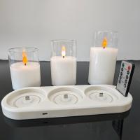 China Custom Wholesale Flameless Flicker Movable Wicks Wireless USB Rechargeable Led Candles Night for sale