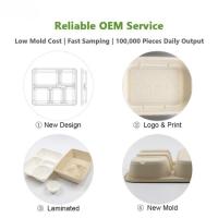 China Biodegradable Sugarcane Bagasse Food Containers 500 Pieces Oven Safe Customizable for sale