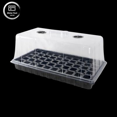 China Recycled Plastic Seedling Tray 50 Cell 3.8cm Deep Holes Durable Black Greenhouse Tray for sale