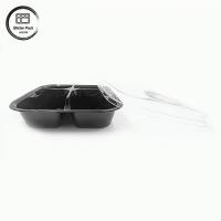 China 4 Compartment PET Disposable Salad Box Clear/Black Customizable For Snacks & Salads for sale