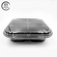 China 4 Compartment PET Disposable Salad Box Clear/Black Customizable For Snacks & Salads for sale