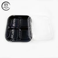 China 4 Compartment PET Disposable Salad Box Clear/Black Customizable For Snacks & Salads for sale