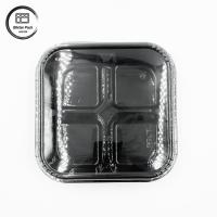 China 4 Compartment PET Disposable Salad Box Clear/Black Customizable For Snacks & Salads for sale