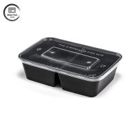 China Disposable 2 Compartment Lunch Box 200pcs Food Grade PP Microwave Safe Takeout Container for sale