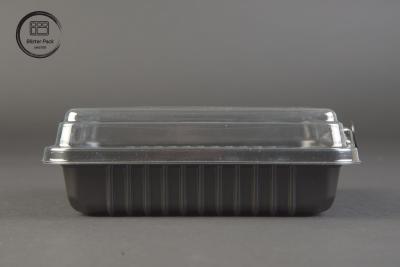 China Small Square PET Disposable Plastic Food Containers with Stackable Design for Restaurant Takeaway for sale