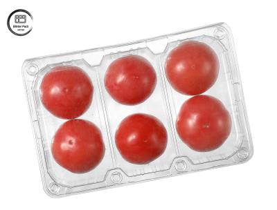 China Disposable Blister Tomato Container 6 Piece Rectangular Plastic Fruit Packaging Box 270x180x80mm for sale