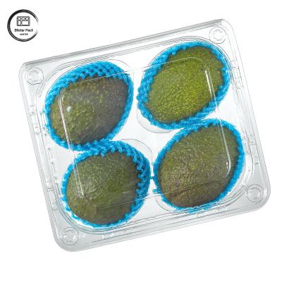 China 4 Piece Avocado Fruit Packaging Container Disposable Transparent Clamshell 200x175x65mm for sale