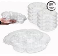 China 5 Section Round Plastic Serving Tray with Lid for Supermarket Veggie Display 10 Inch for sale